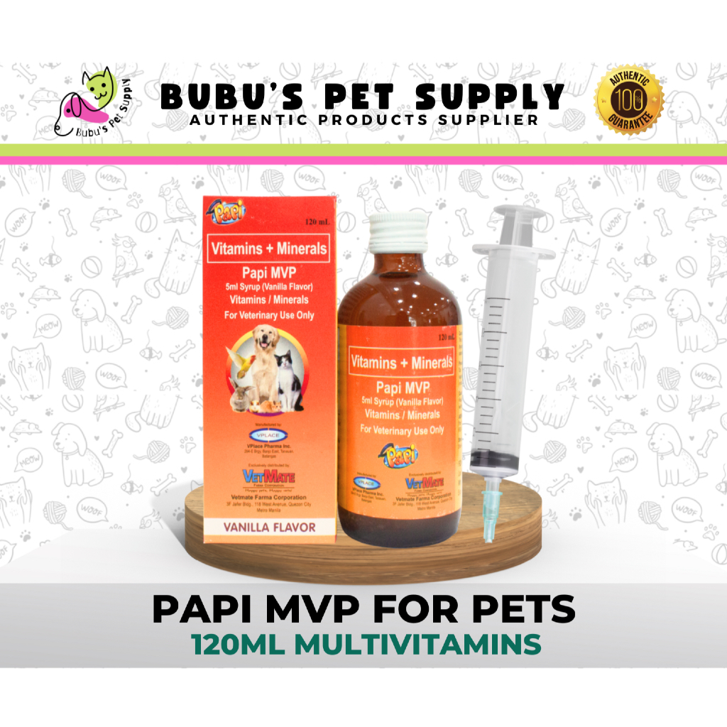 PAPI MVP MULTIVITAMINS FOR DOGS AND CATS 120ML WITH FREE SYRINGE ...