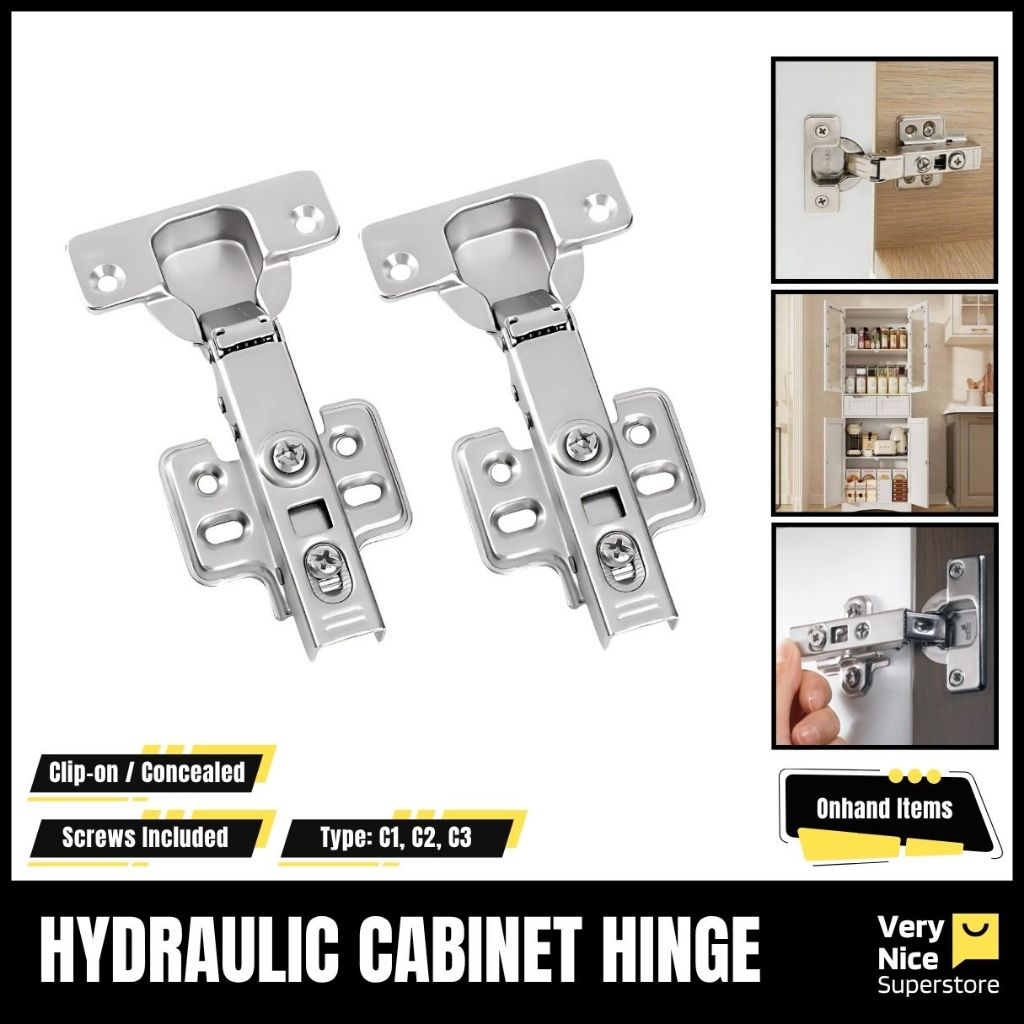 (2PCS) Soft Closing Concealed Cabinet Hinge C1 C2 C3 w/ Screws | Shopee ...