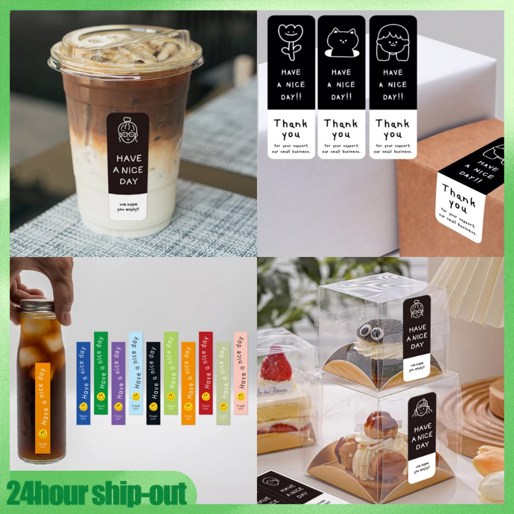 100Pcs Rectangular Thank You Sticker Gift Box Sealing Mini Label ...