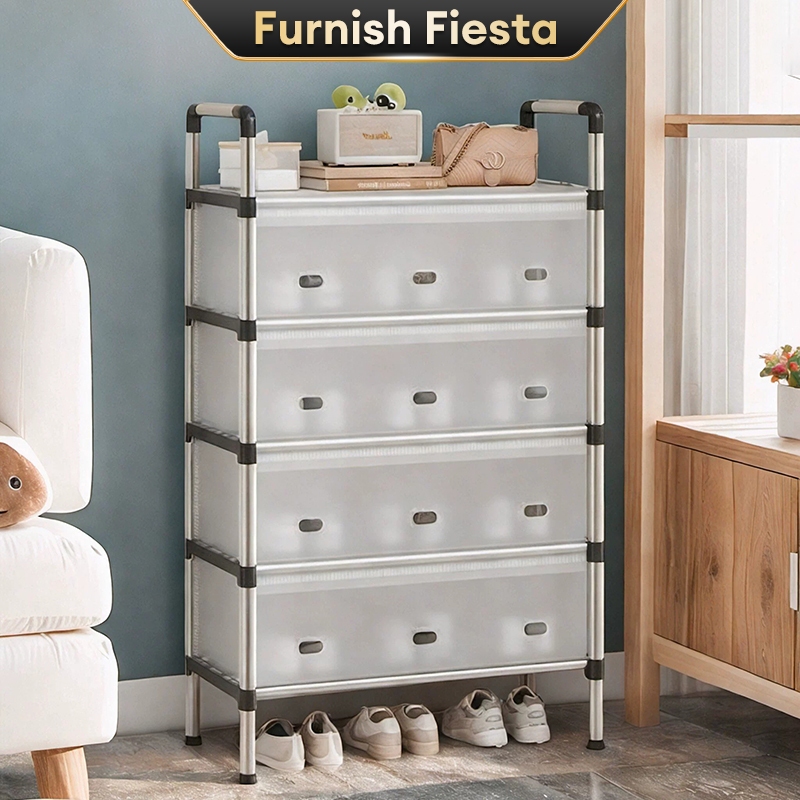 3-8 Layer Shoe Rack Organizer With Cover Dustproof Waterproof Shoe ...