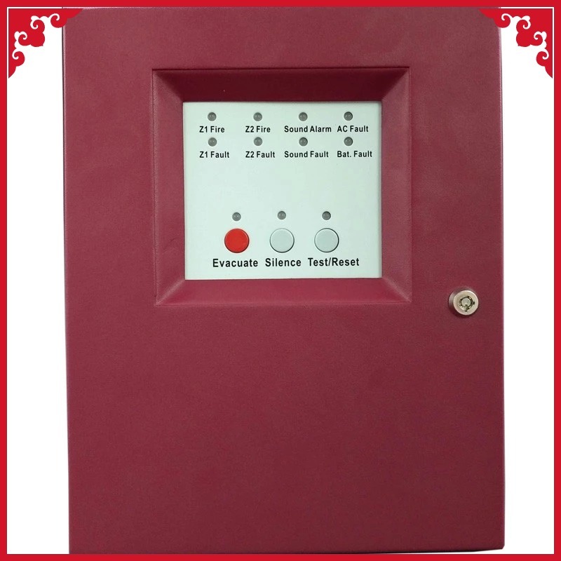 2 Zones Fire Alarm Control Panel with AC power input Fire Alarm Control ...