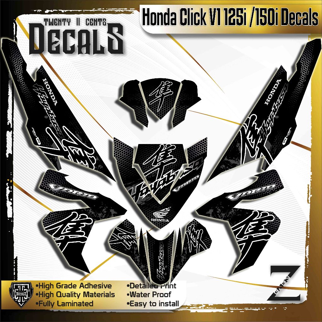 honda click v1 125i /150i full decals water-proof sticker hayabusa ...