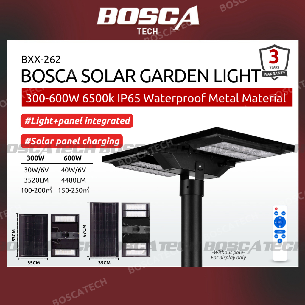BOSCA Solar Garden Light 600W 300W IP65 Outdoor Waterproof LED Flood ...
