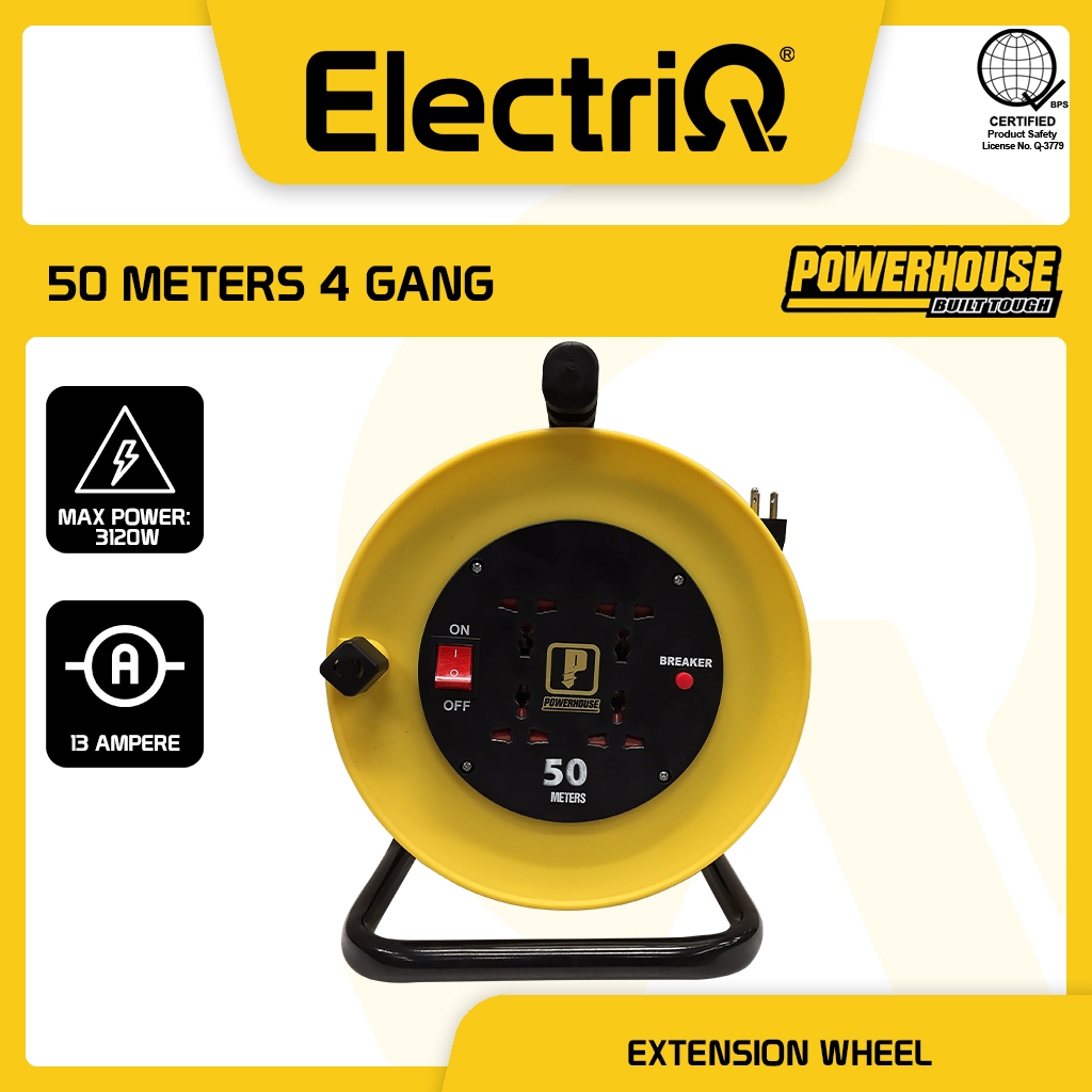 Electriq | Powerhouse Electric Heavy Duty Extension Wheel 50M 4 Gang ...