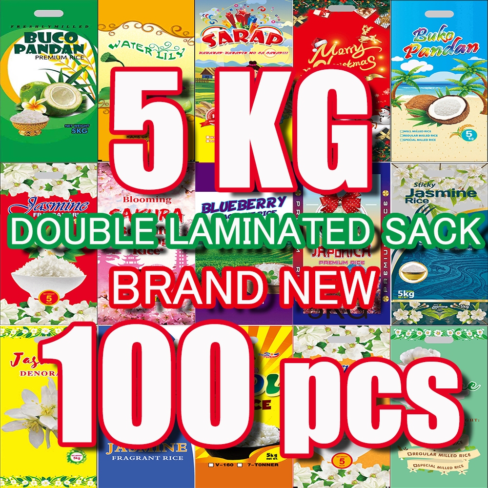 (100pcs) 5kg sack for rice sako ng bigas 5kg DOUBLE LAMINATED empty ...