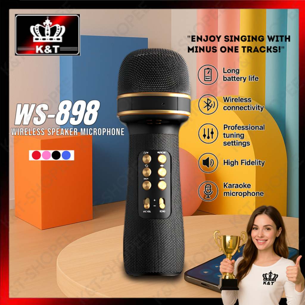 WS-898 Bluetooth Handheld Microphone Rechargeable Condenser KTV ...