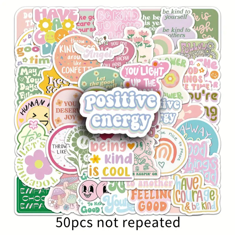 50pcs Pink inspirational sticker - Creative positive energy short ...