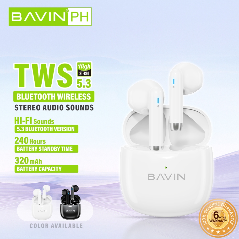 BAVIN BA19 TWS Bluetooth Wireless Earphone HiFi Stereo Sound Headphone ...
