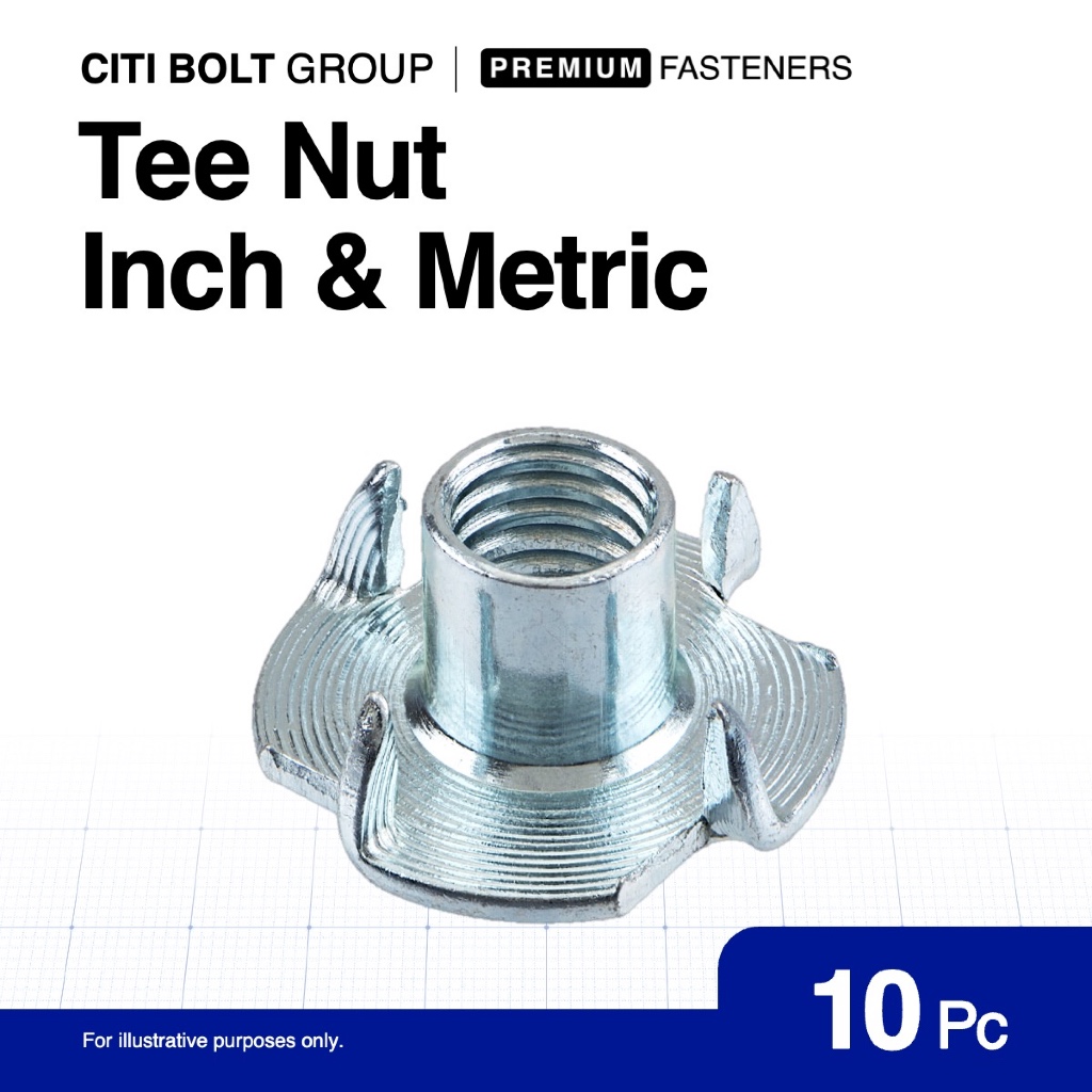 10pc Tee Nut Inserts for Wood / T-Nut Zinc Plated | Shopee Philippines