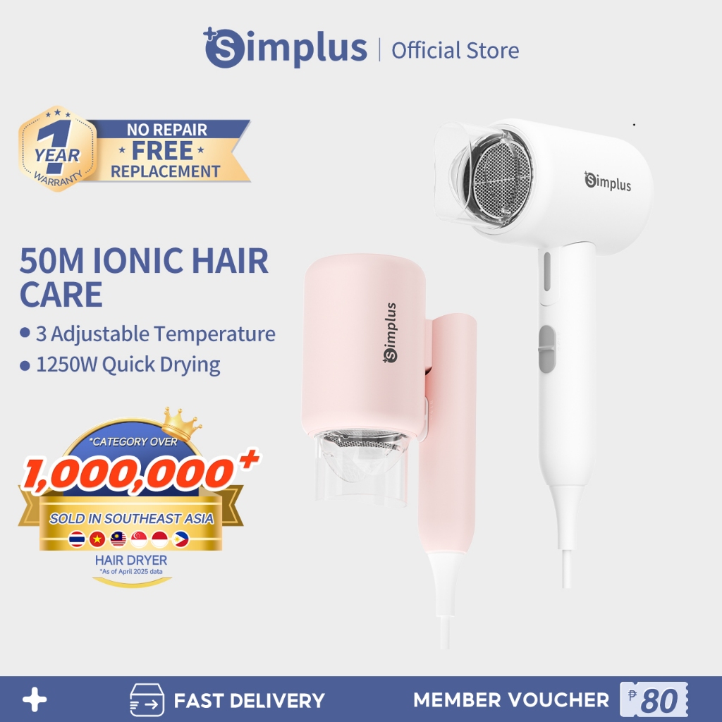 Simplus Hair Dryer Foldable Design Ionic Hair Care 1250W Power 3 Adjustable Modes | Shopee ...