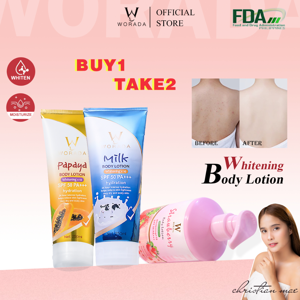 【FDA approved】WORADA Whitening Body Lotion, SPF50+++ High UV protection ...
