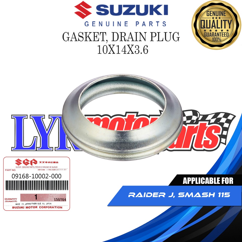 SUZUKI GENUINE GASKET, DRAIN PLUG 10X14X3.6 FOR SMASH 115/110 | RAIDER ...