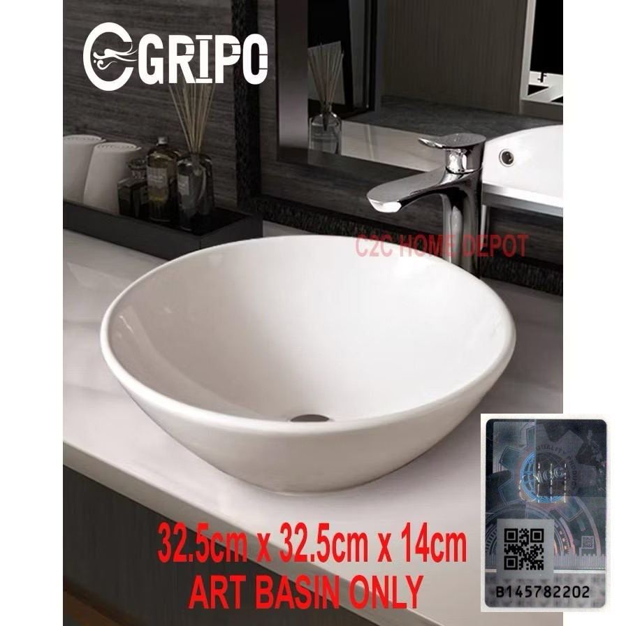 GRIPO High Quality Modern white ceramic bathroom counter basin GP0601B ...