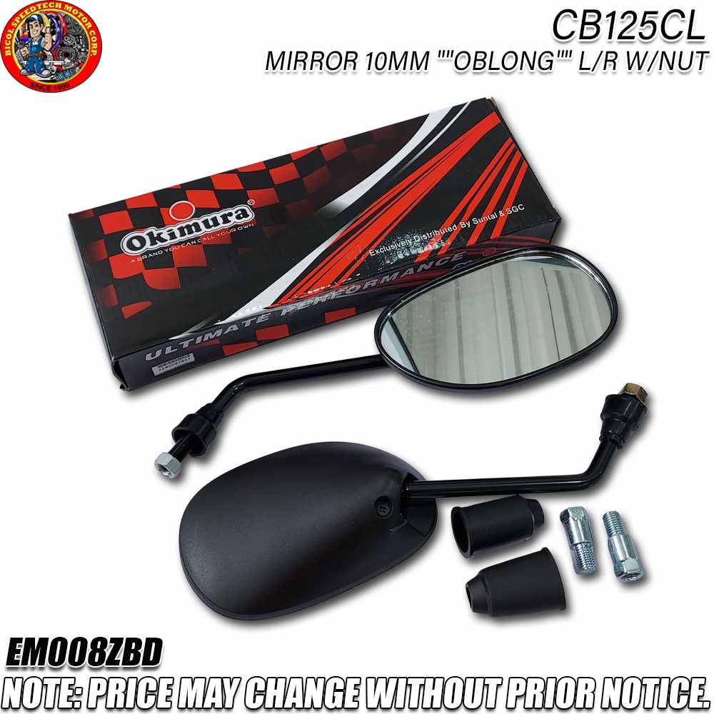 CB125CL MIRROR 10MM ""OBLONG"" L/R W/NUT (EM008ZBD) | Shopee Philippines