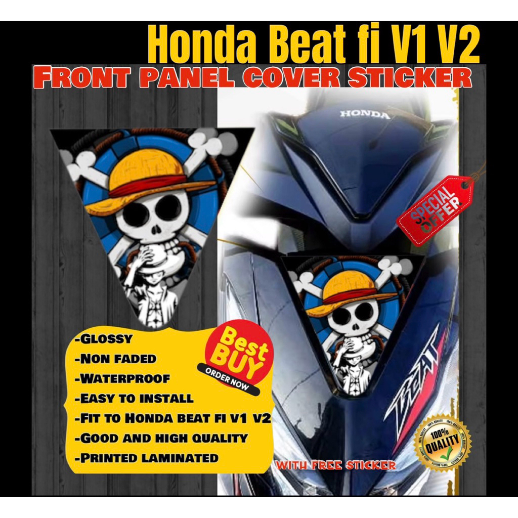 HONDA BEAT fi V2 FRONT COVER PANEL DECALS STICKER PRINTED LAMINATED ...