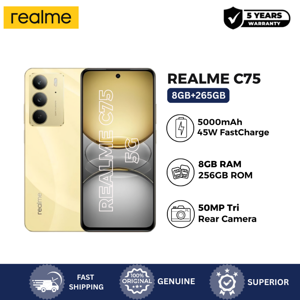 [Centre Insurance] Realme C75 8GB +256GB Waterproof 6000mAH Massive Battery Ultra Shock ...