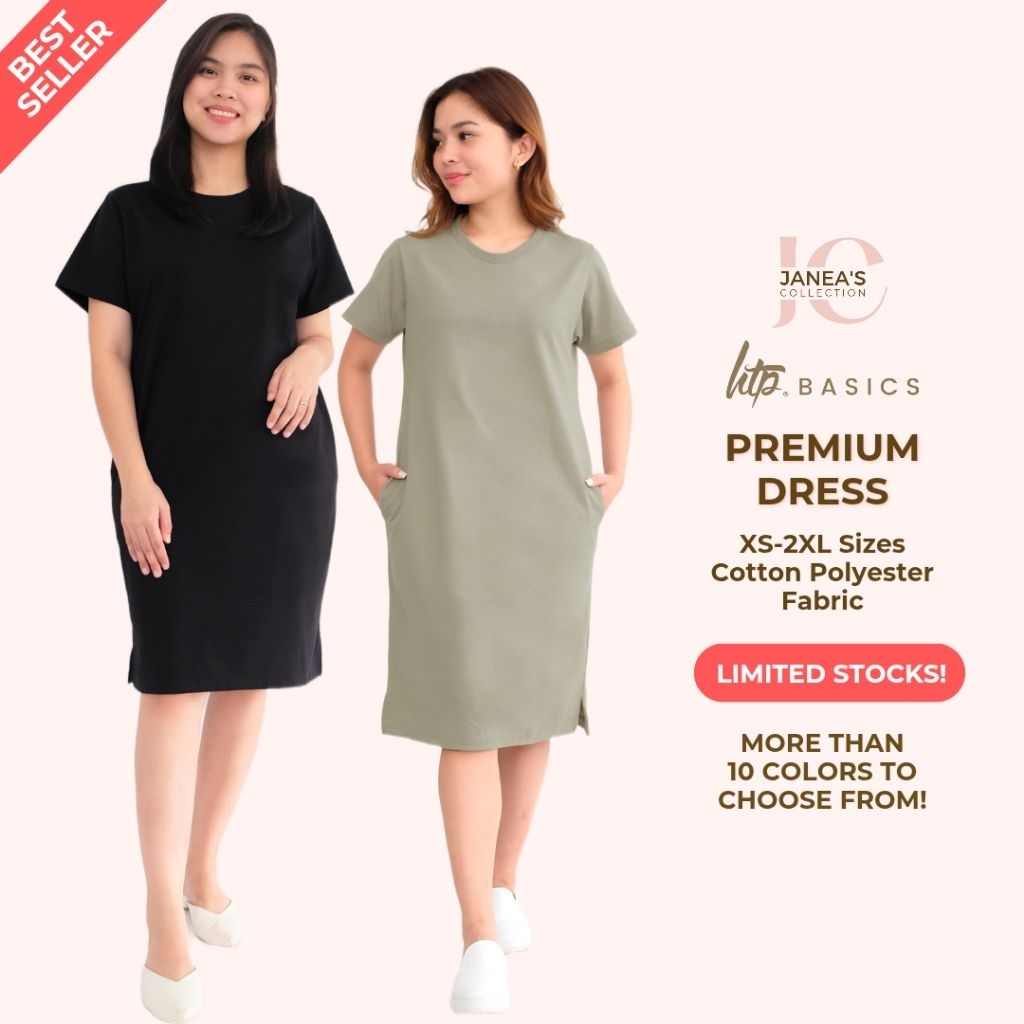 JANEA'S HTP Basics Sleeved Premium Dress with Pockets | Plain & Casual ...