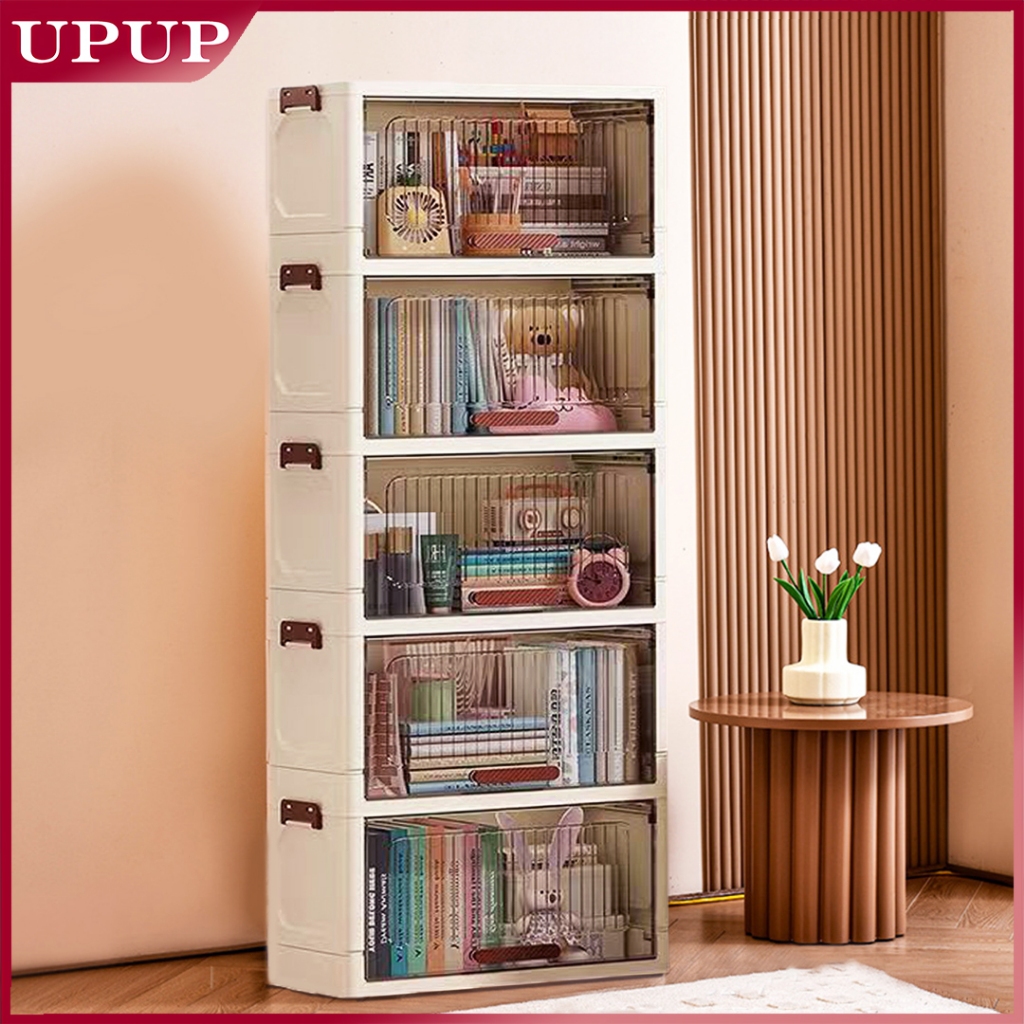UPUP 2-6 Tier Foldable Storage Cabinet With Flip Door Plastic Organizer ...