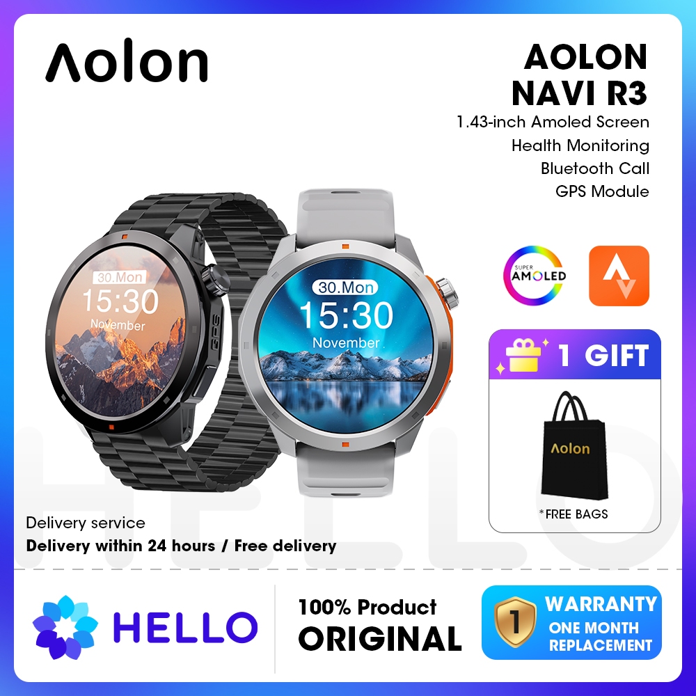 Hello Navi R3 Smart Watch GPS Map Running Pace 1.43" Amoled Screen ...