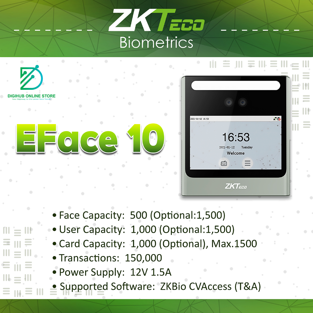 EFACE10/ID Time and Attendance Biometric Access Control Interface door ...