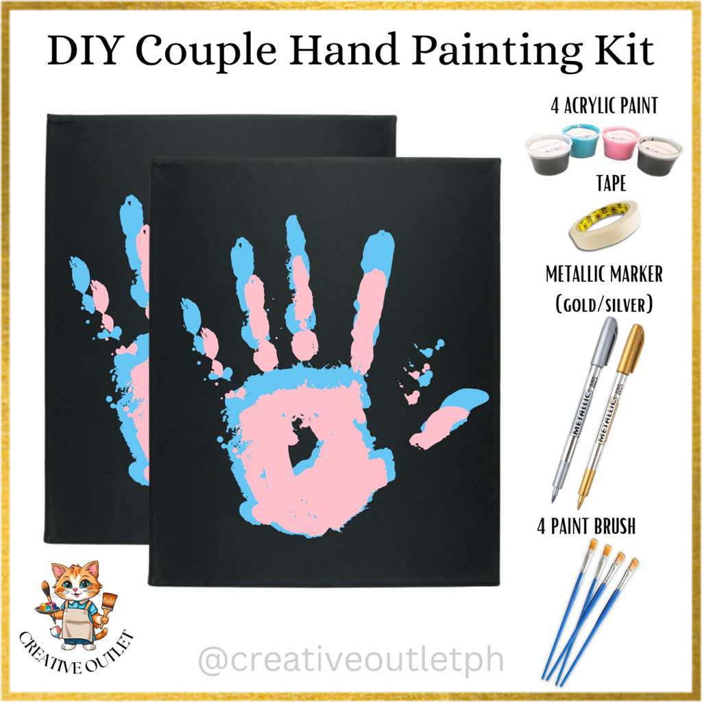 Couple Hand Painting Kit DIY Hand Painting Set Canvas Painting | Shopee ...