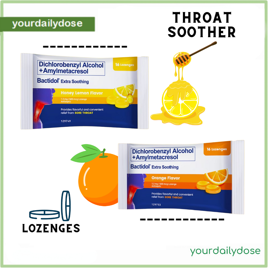 BACTIDOL LOZENGES RELIEF FROM SORE THROAT HONEY LEMON & ORANGE 8'S ...