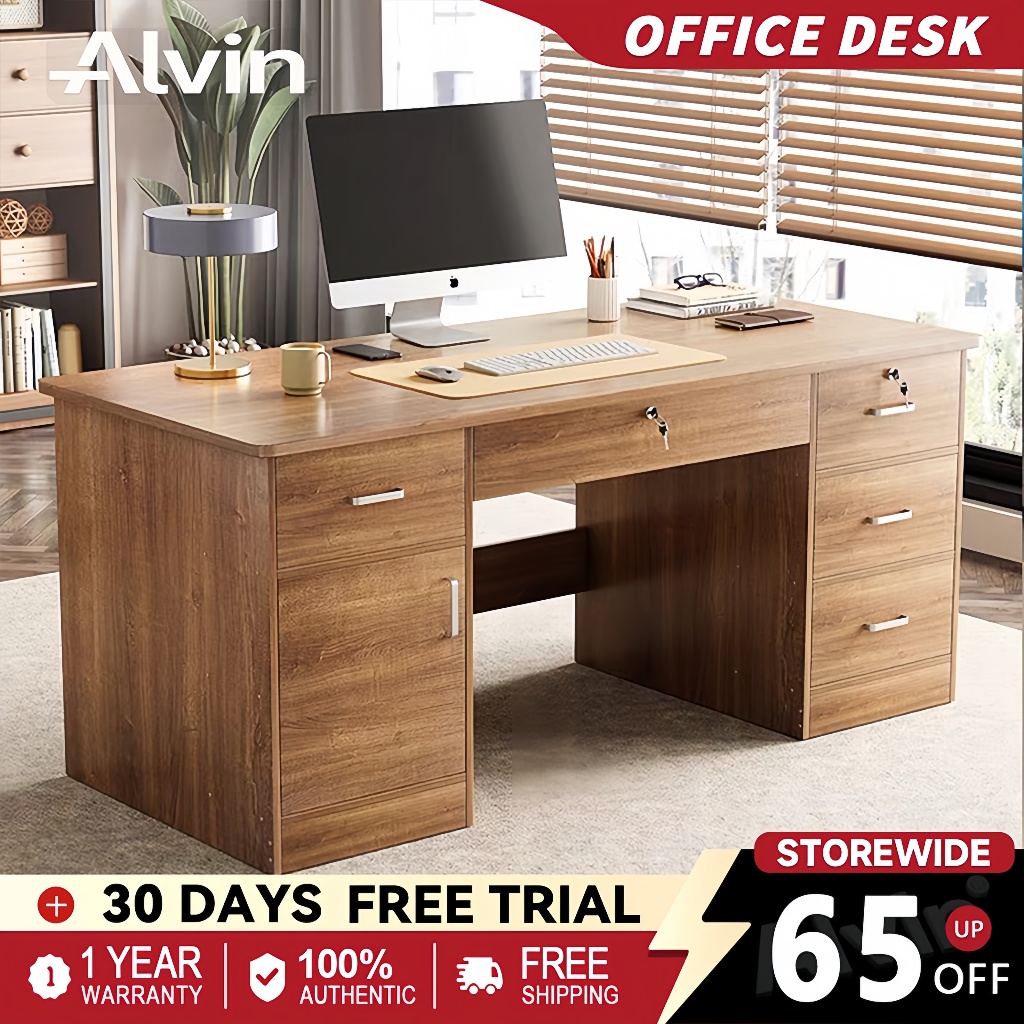 ALVIN Computer Desk Home Simple Modern Desk With Drawer Cabinet Office ...