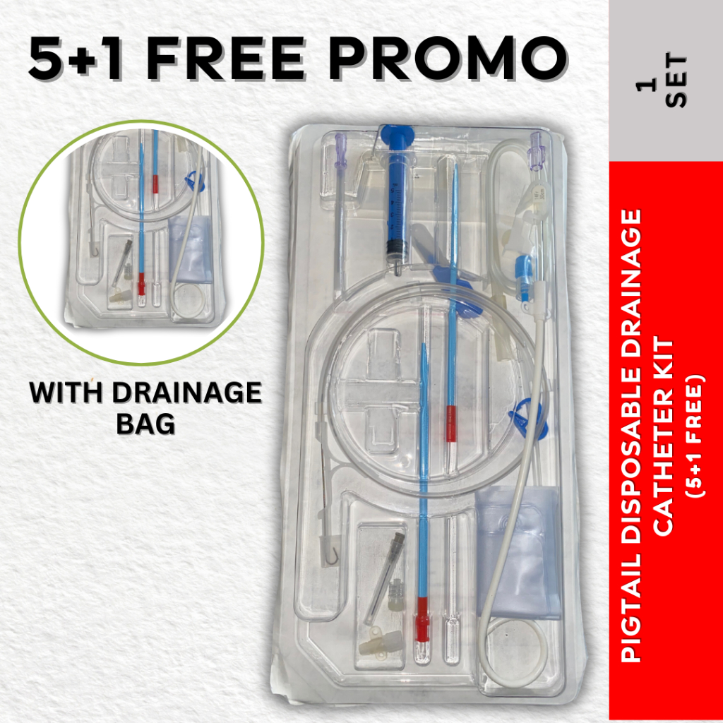(5+1 FREE) Pigtail Drainage Catheter Set with Bag 14FR | Shopee Philippines