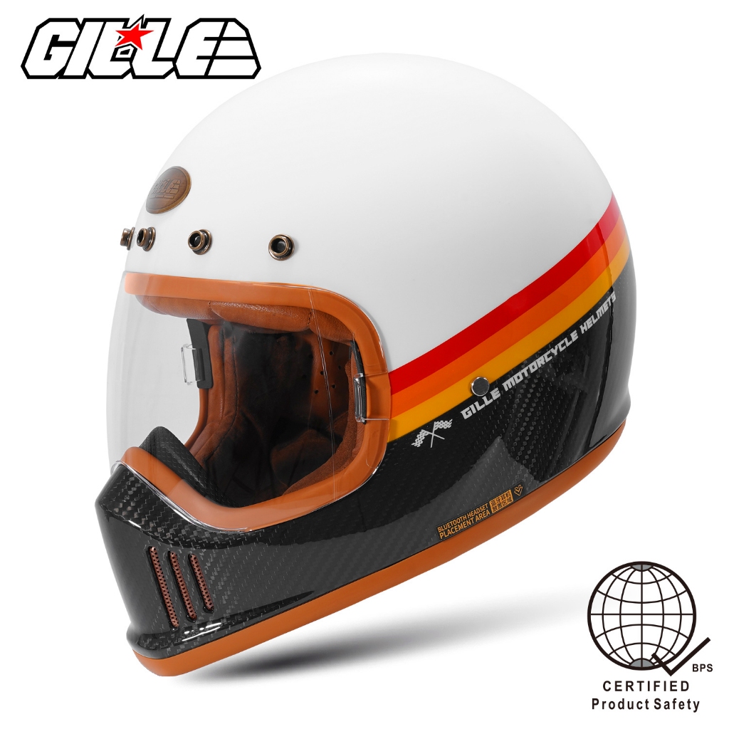 Gille Helmet AF10 Design Style CARBON STRIPE RETRO Motorcycle Helmet ...
