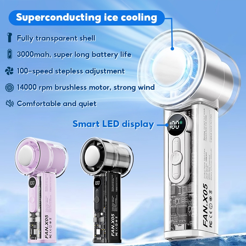 X05 High Speed Cooling Mini Fan Rechargable Portable Handheld Fan 100 ...