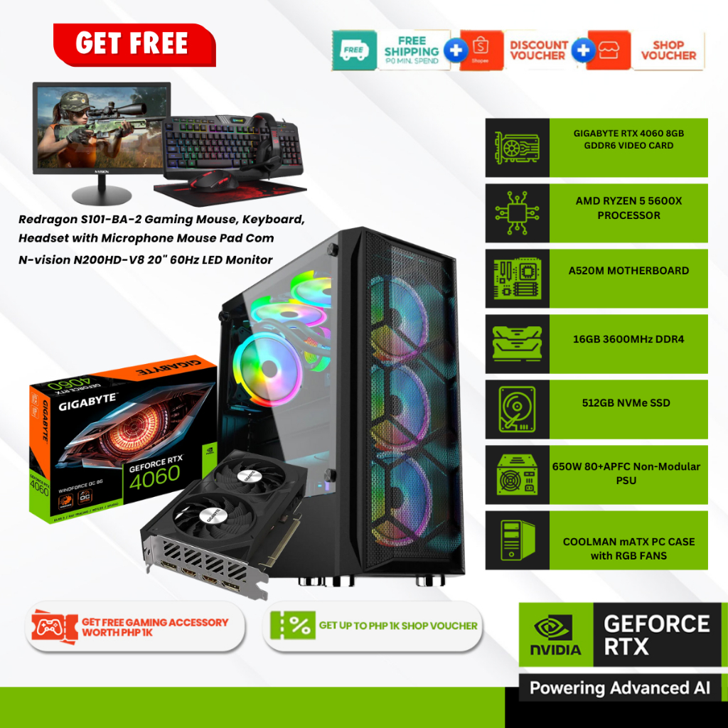 NVIDIA® GeForce® Gaming PC: NVIDIA® GIGABYTE GeForce® RTX4060 8GB OC w ...