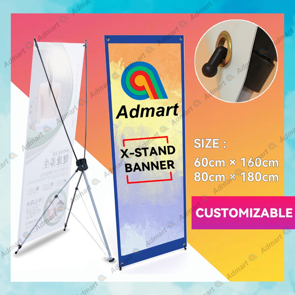 X Banner Stand for Tarpaulin Collapsible Durable Poster Display Stand ...
