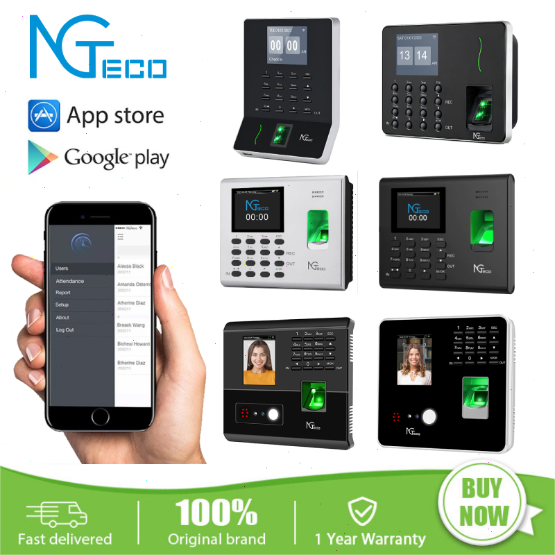 NGTeco Fingerprint Face Time Attendance Machine WiF Biometric Scanner ...