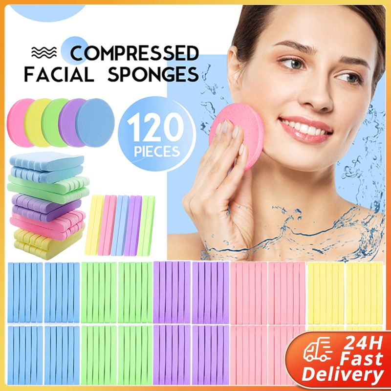 120 Pcs Compressed Facial Sponge for Estheticians Face Makeup Removal ...