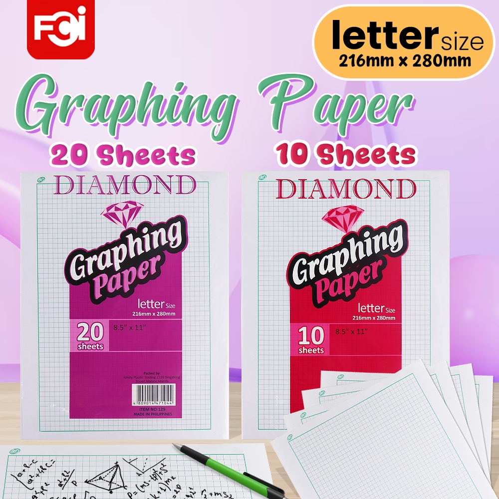FCI Graphing Paper 8.5X11" 10/20 Sheets For School and office paper ...