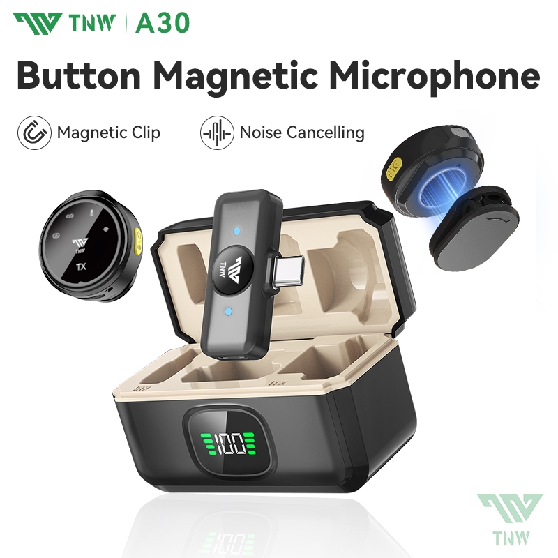 TNW A30 Lapel Microphone Wireless with charging Case Dual Lavalier Mic ...