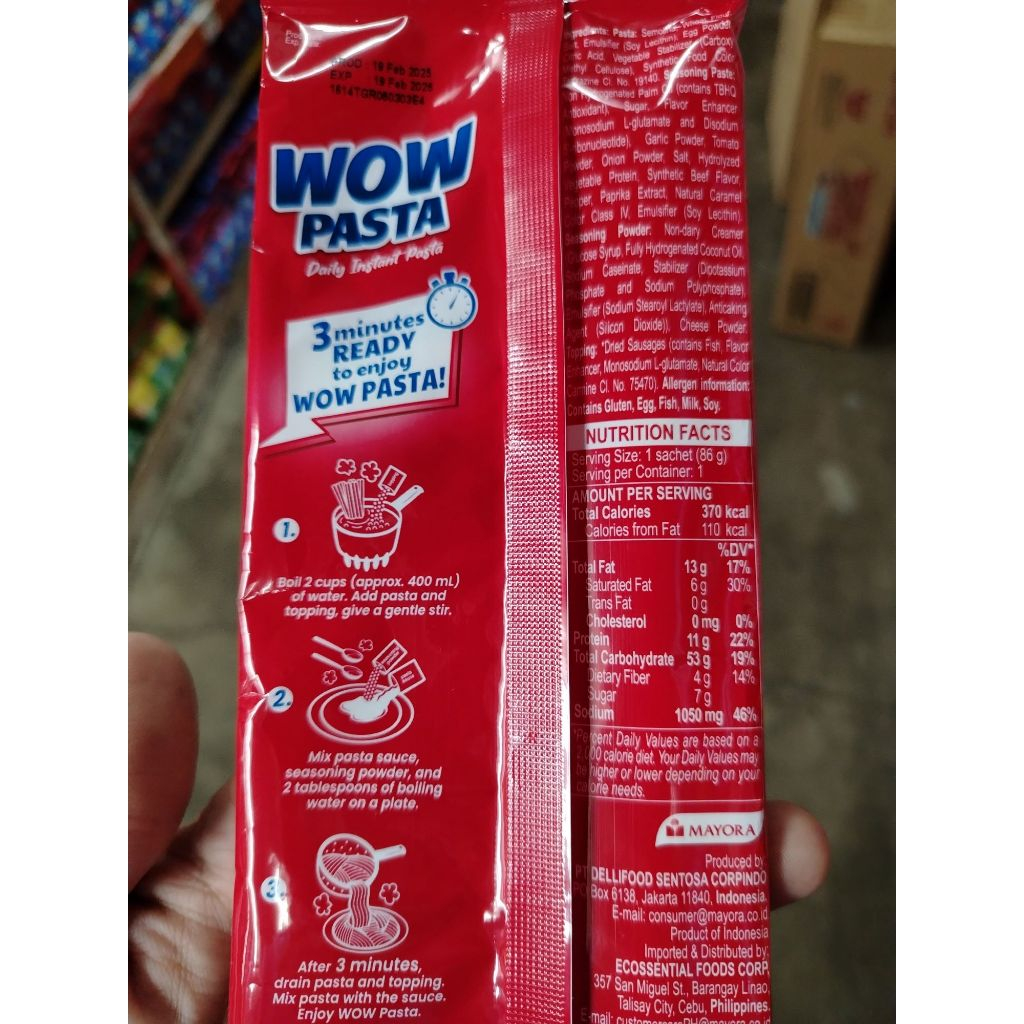(1 pair) Wow Pasta Daily Instant Pasta with Spaghetti and Carbonara ...