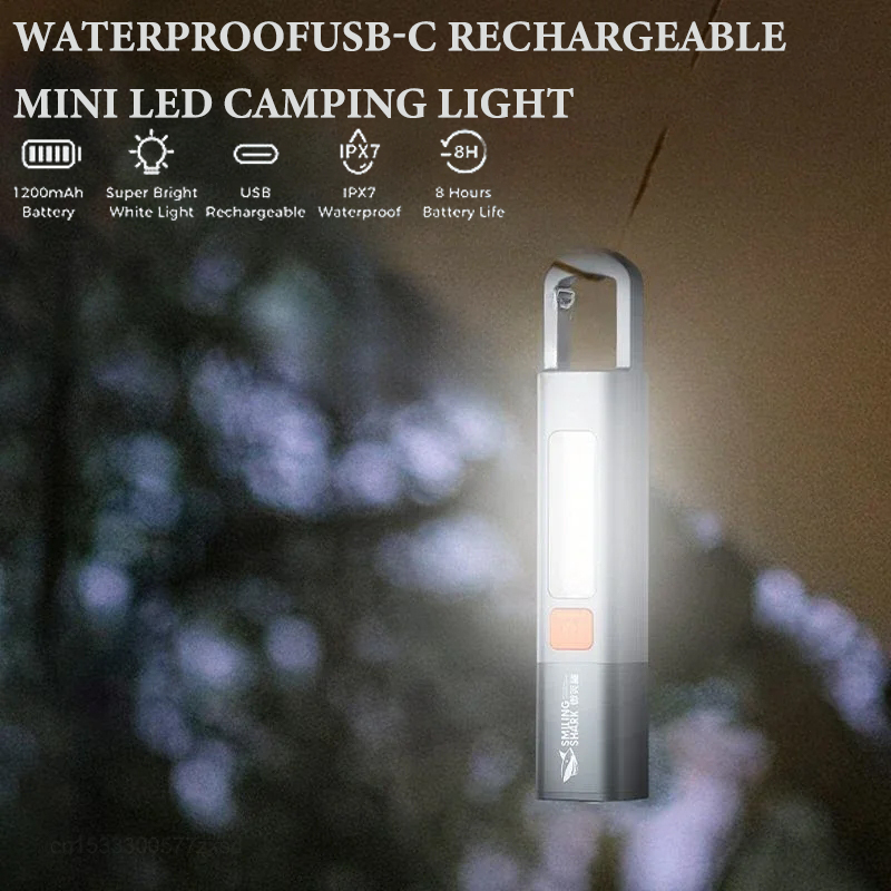 Mini LED Camping Light With Hook Zoomable Outdoor Camping Light USB-C ...