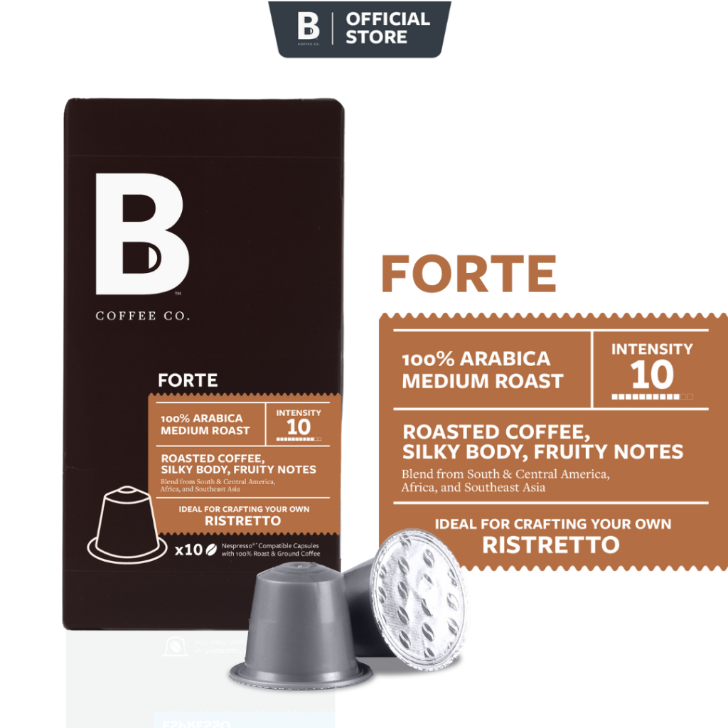 B Coffee Co. Forte Ristretto Nespresso Compatible Coffee Capsules 10 ...