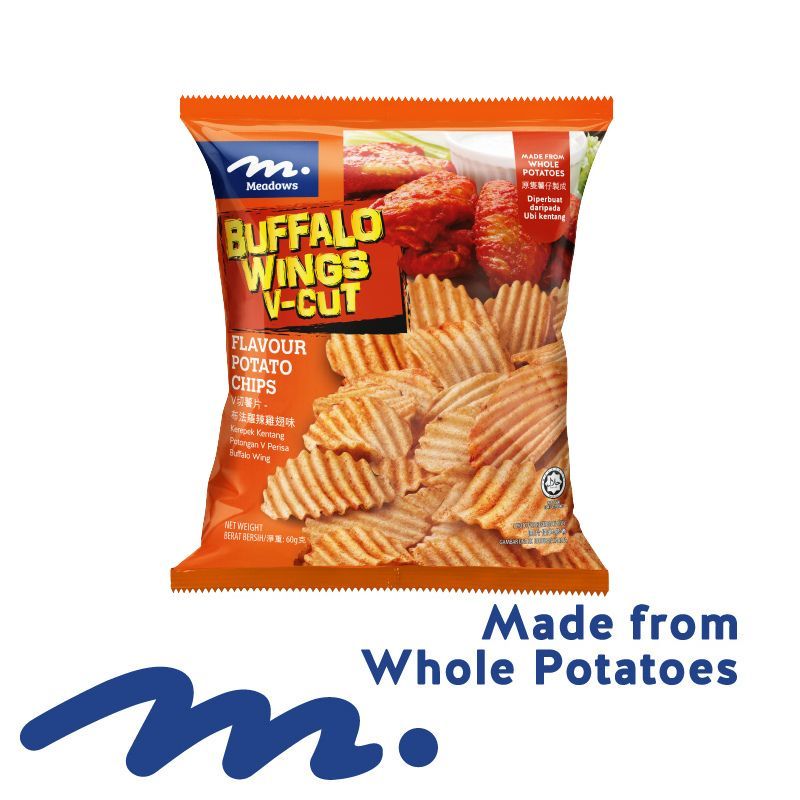 Meadows Buffalo Wings V-Cut Potato Chips 60G | Shopee Philippines