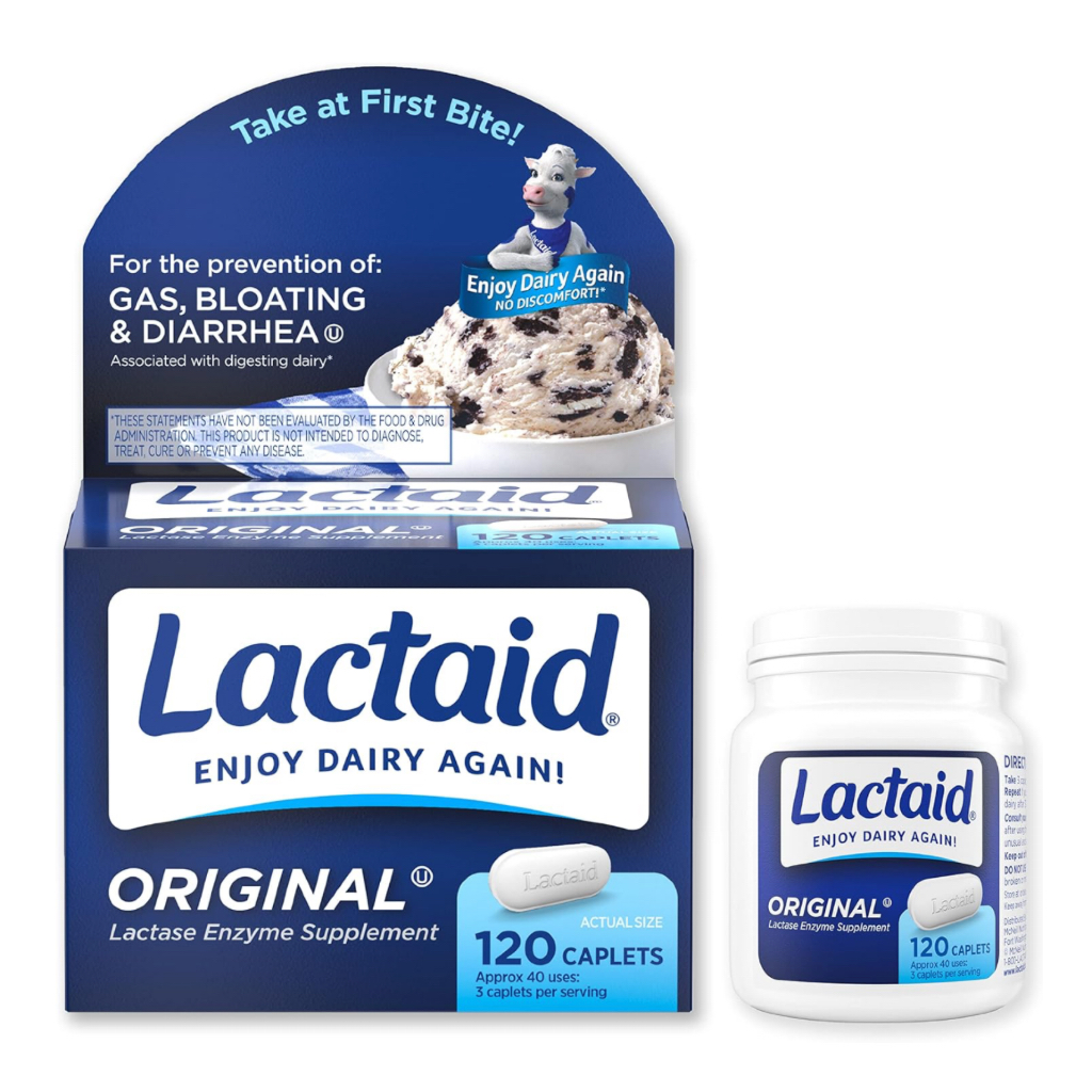 Lactaid Original Strength Lactose Intolerance Relief Caplets, 120 ct ...