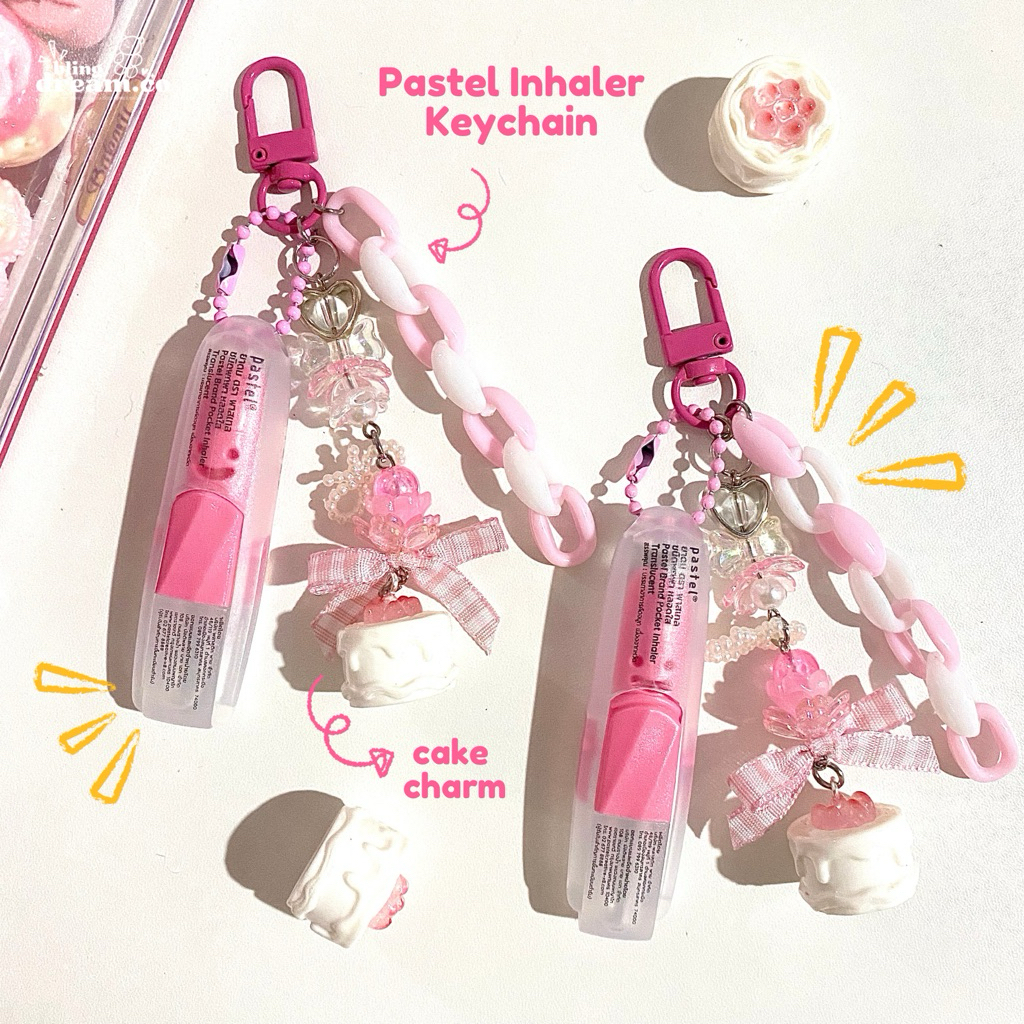Pastel Inhaler Keychain | Aesthetic Bag Charm Key Holder Beads Kawaii ...