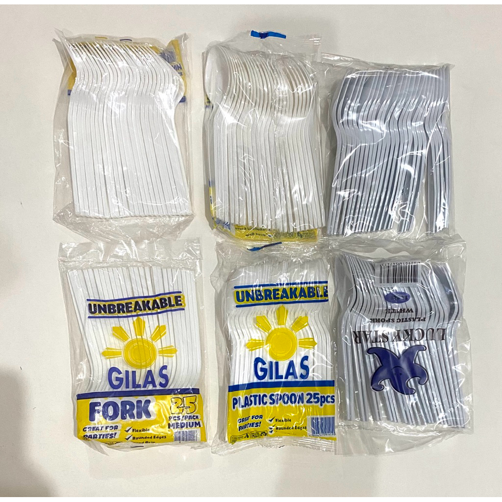 1 pack Disposable Plastic Spoon, Fork, Sfork (25 pcs/pack random brand ...
