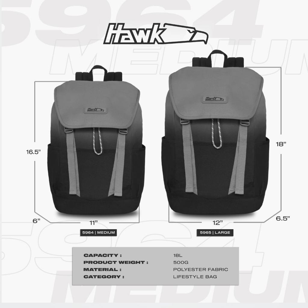 Hawk 5964 MEDIUM Gradient Lifestyle Backpack | Shopee Philippines