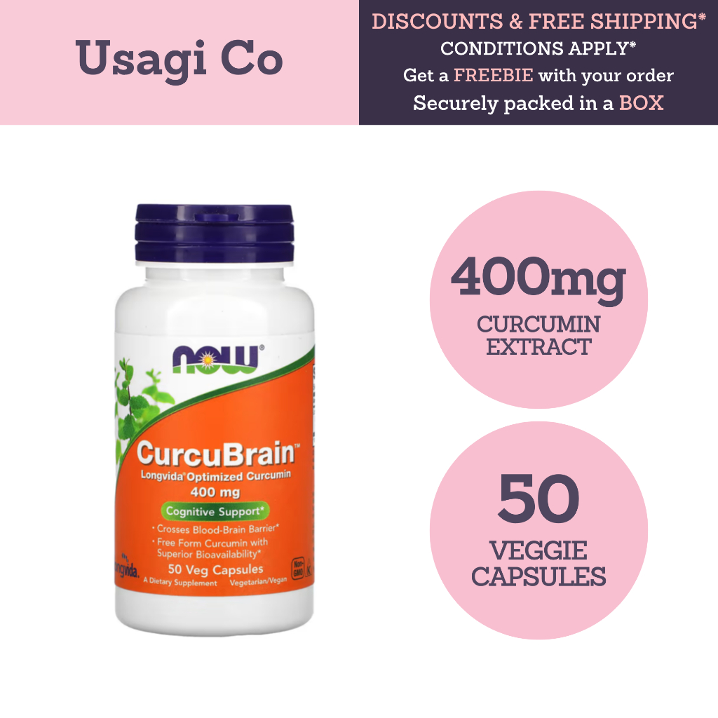 NOW Foods, CurcuBrain, Cognitive Support, 400 mg, 50 Veg Capsules ...