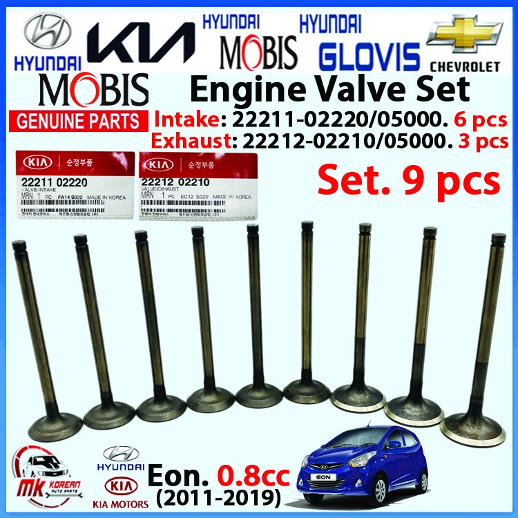 [GENUINE] Engine Valve Set for Eon(2011-2019). Intake:22211-02220.6 pcs ...