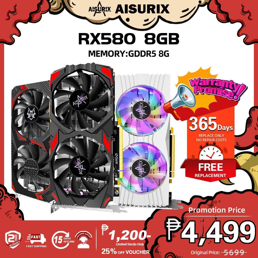 AISURIX Graphics Card RX 580 8GB Gaming Black Myth Wukong GDDR5 256Bit ...