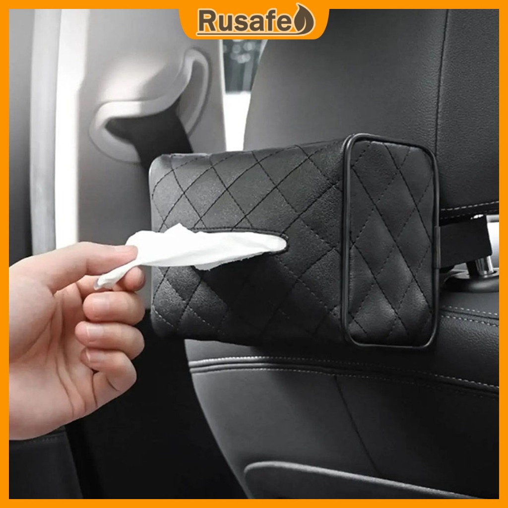 1PC Car Elastic Strap Fixed Large-Capacity Tissue Box High-Quality PU ...