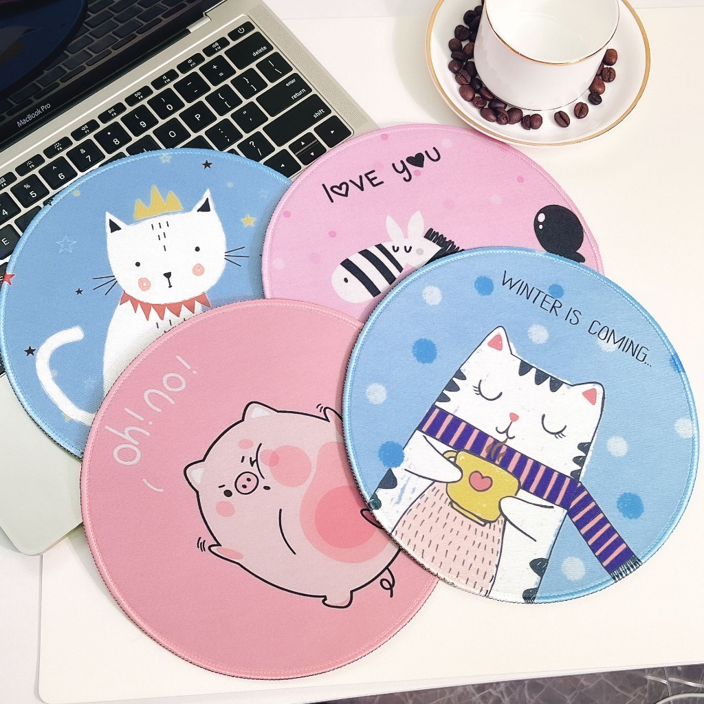 20cm Round Non-Slip Mouse Pad Natural Rubber Base with Smooth Cloth ...