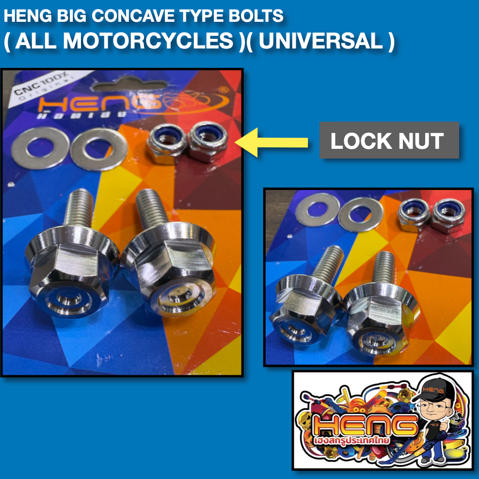 HENG Orig Big Concave Type Plate Number Bolts for ALL TYPE MOTORCYCLES ...
